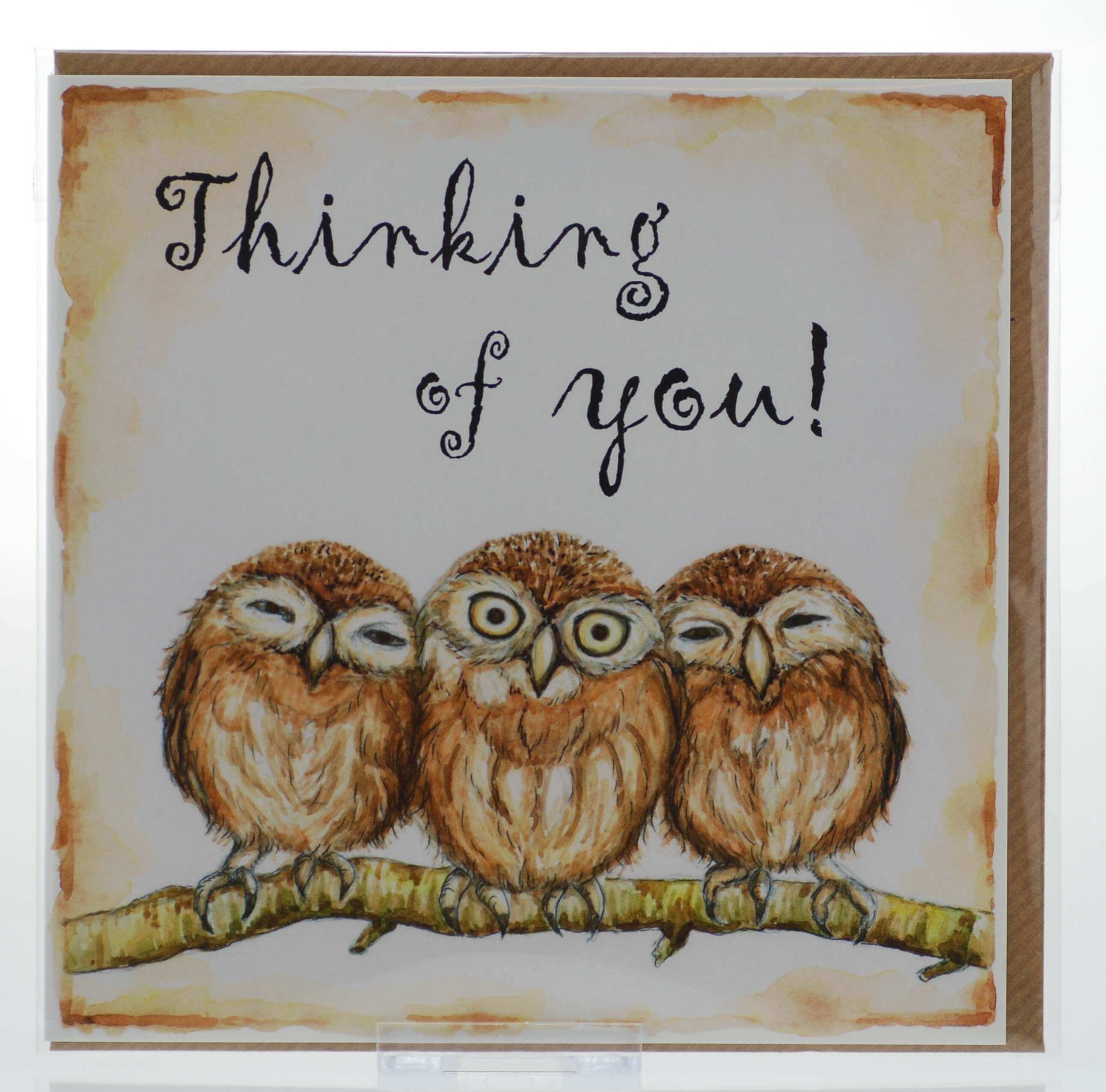 Thinking of You (Owls) Card – Happy Art – Happy Glastonbury