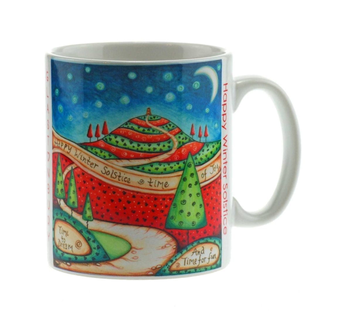 Winter Solstice Red & Green Mug - Happy Glastonbury | Crystals & Gems