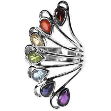 Fan Design Chakra Ring - Happy Glastonbury | Crystals & Gems