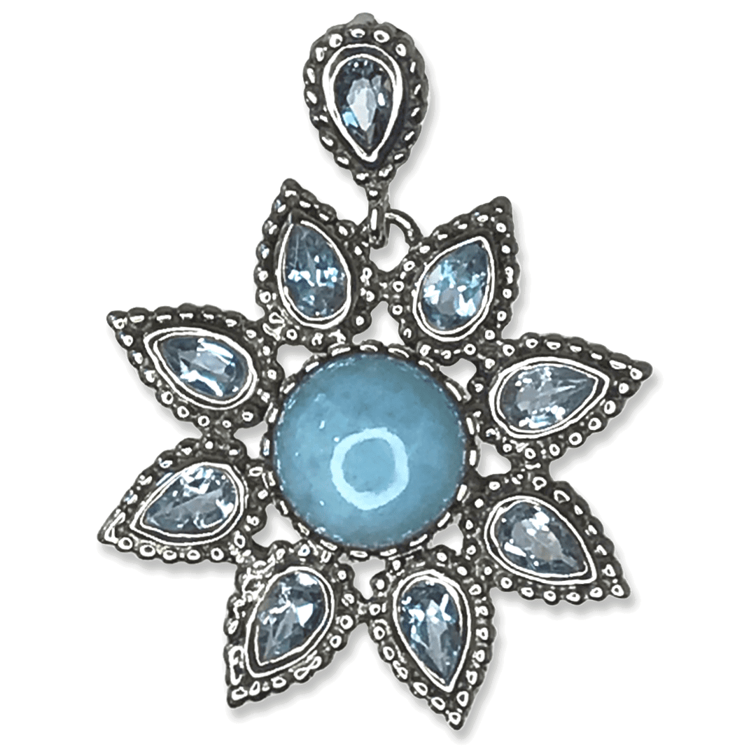 Larimar and Blue Topaz Flower Pendant - Happy Glastonbury | Crystals & Gems