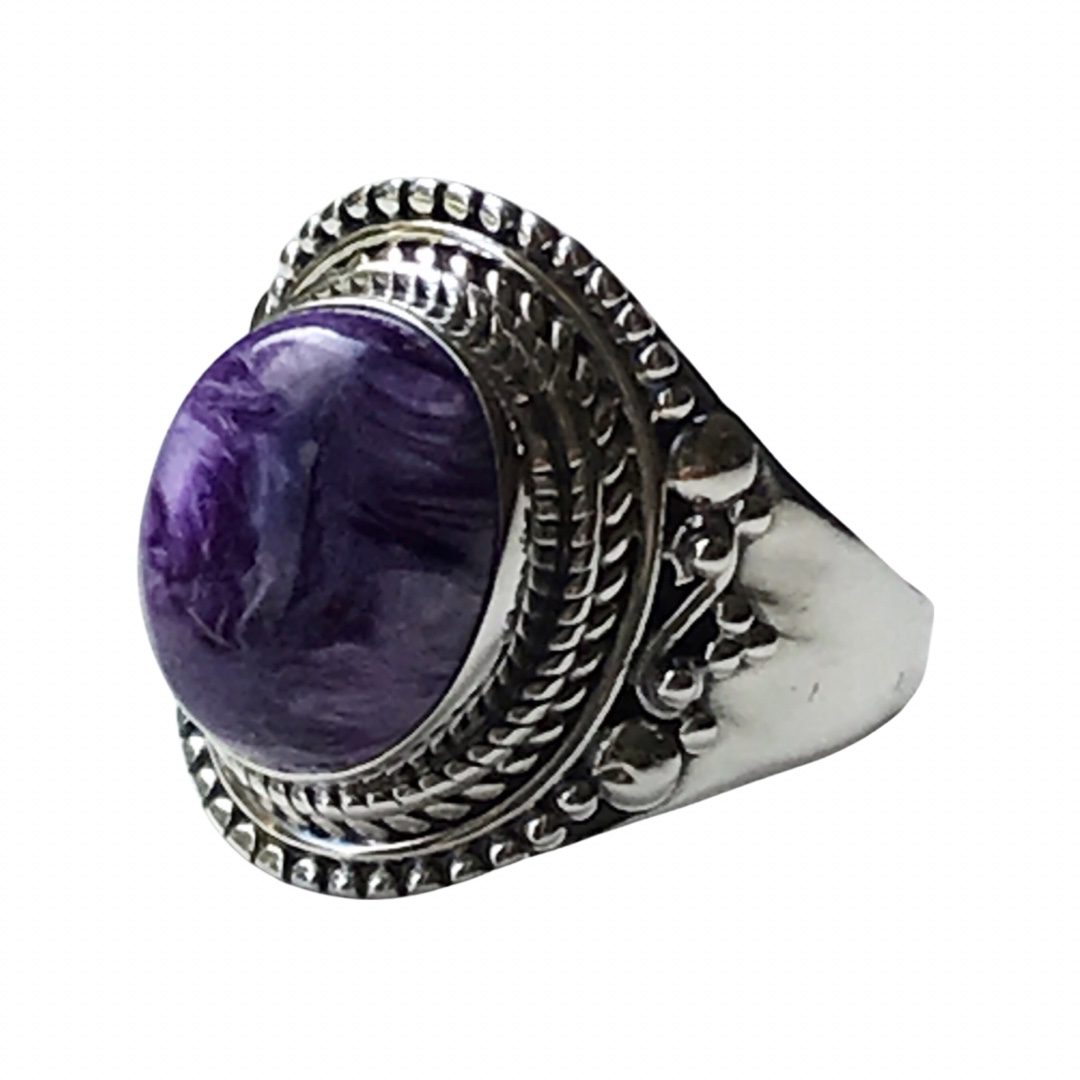 Charoite Ring 5.1g size O - Happy Glastonbury | Crystals & Gems