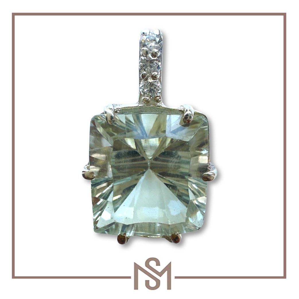 Prasiolite Square Pendant 2.5g - Happy Glastonbury | Crystals & Gems
