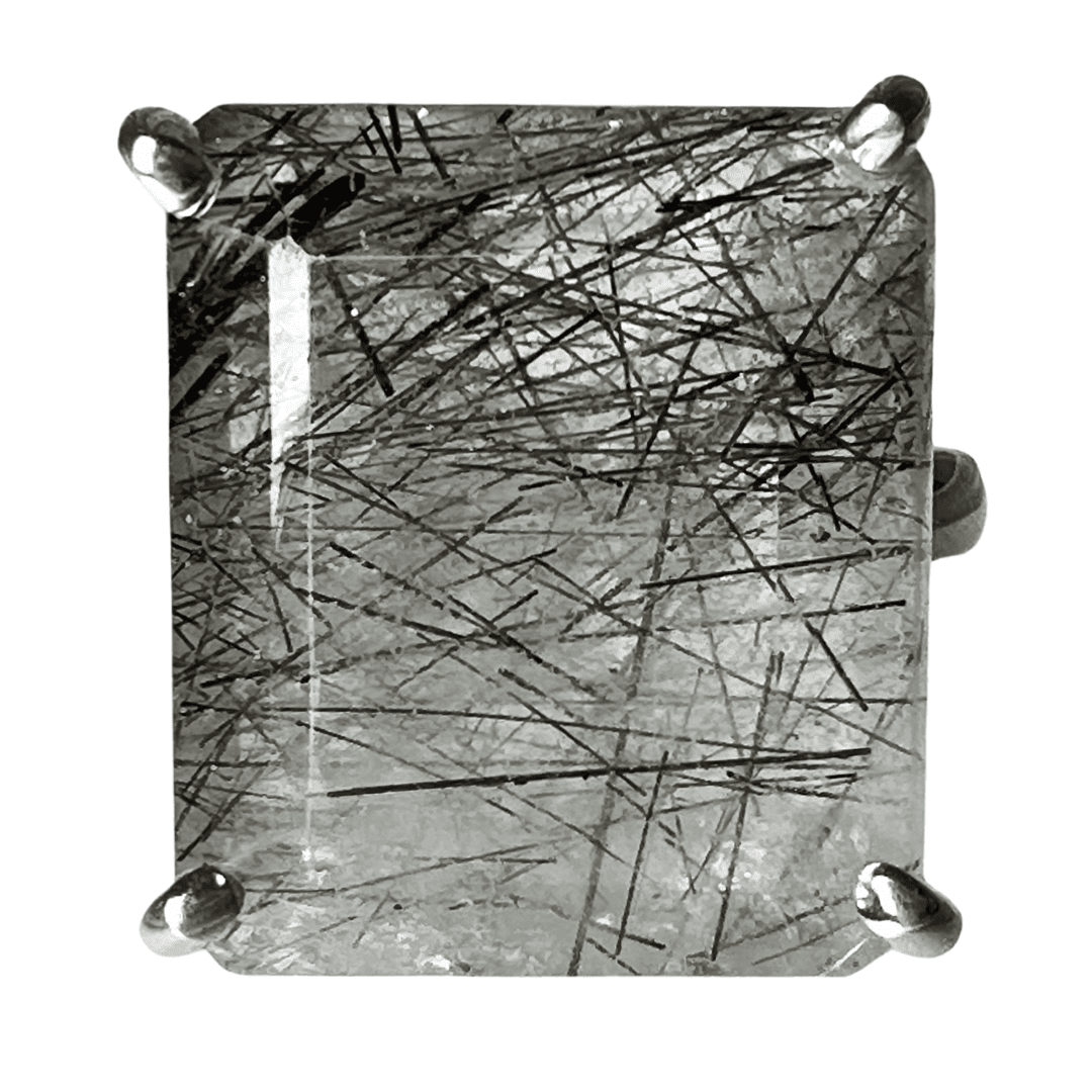 Tourmalinated Quartz Ring 7.8g - Happy Glastonbury | Crystals & Gems