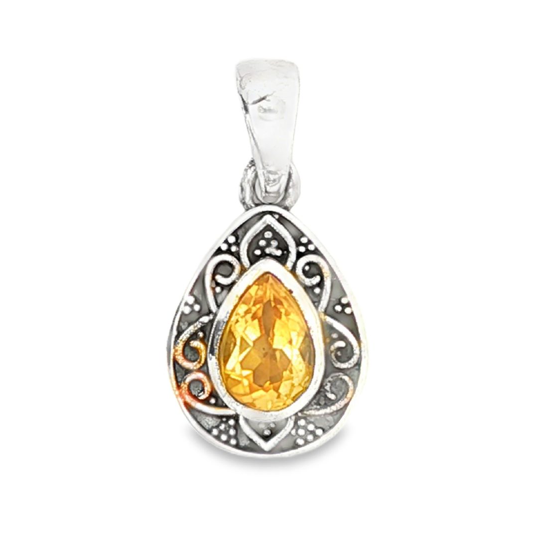 Citrine Pear Drop Ornate Pendant 3.4g - Happy Glastonbury | Crystals & Gems